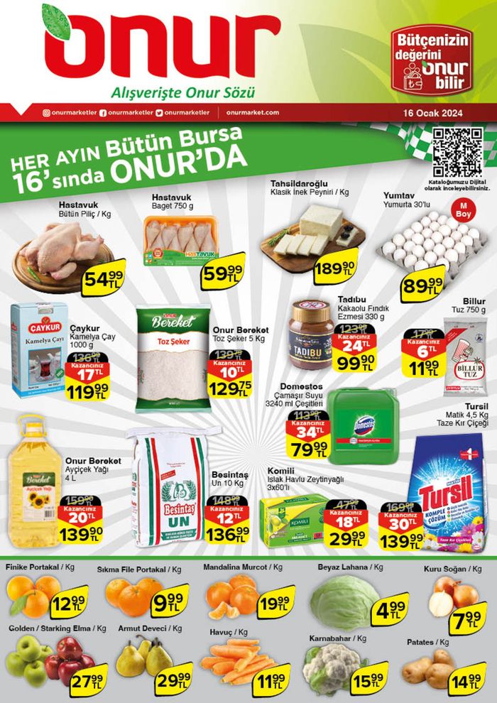 Onur Market | Kataloglar & İnsertler Ocak 2024 | Tiendeo